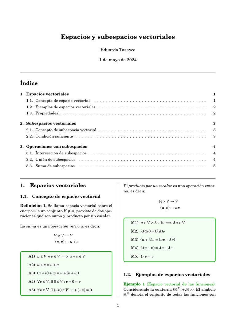 Espacios y Subespacios | PDF | Espacio vectorial | Subespacio lineal