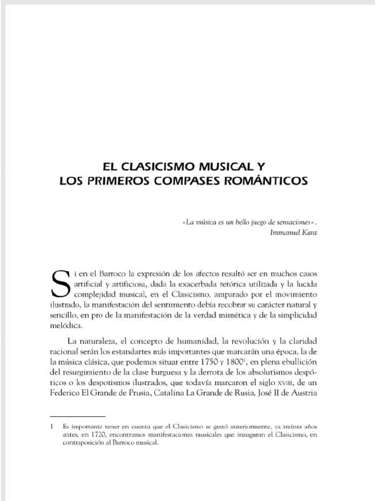 El Clasicismo Musical y Los Primeros Compases Romanticos | PDF
