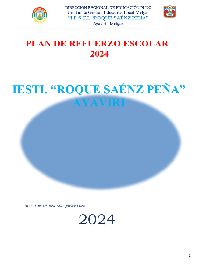 Plan de Refuerzo Escolar 2024 | PDF | Cognición | Aprendizaje