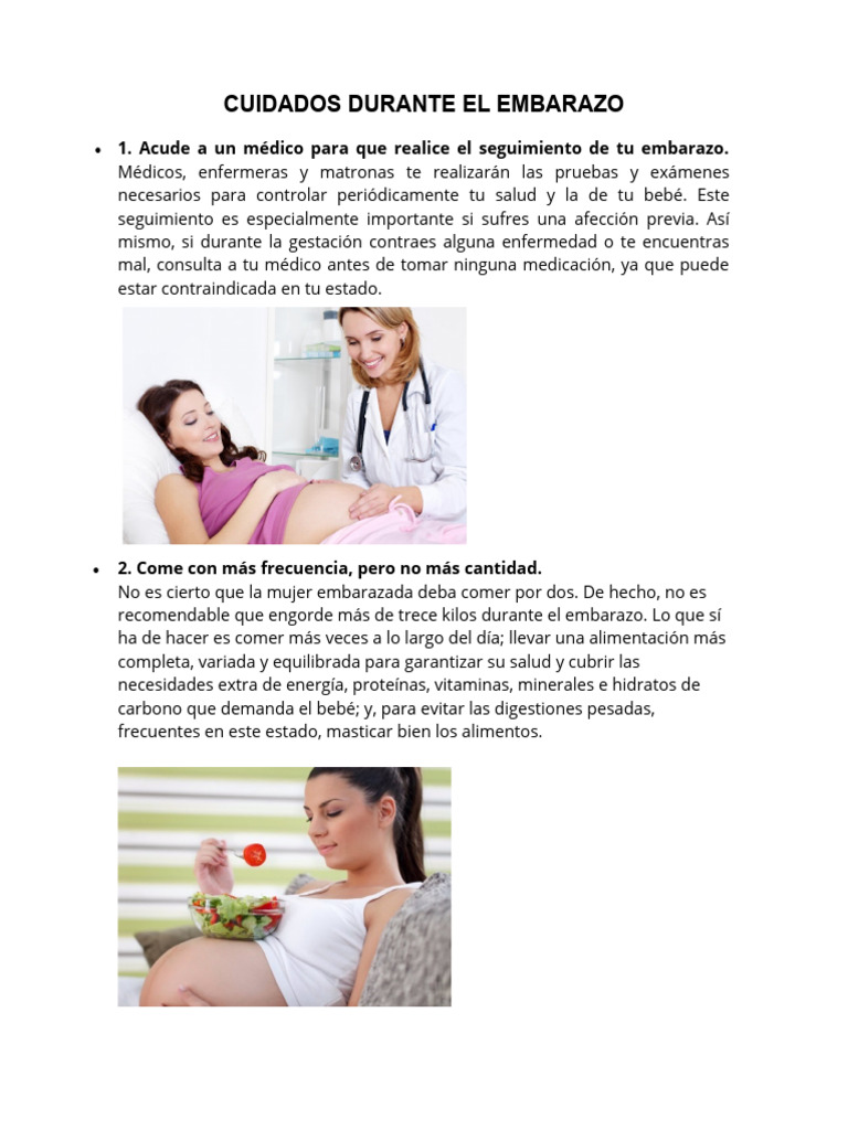 Cuidados en Embarazo y Postparto | PDF | Alimentos | El embarazo