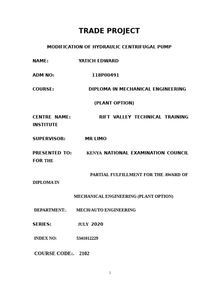 Yatich Modification of Hydraulic Centrifugal Pump | PDF | Pump | Liquids