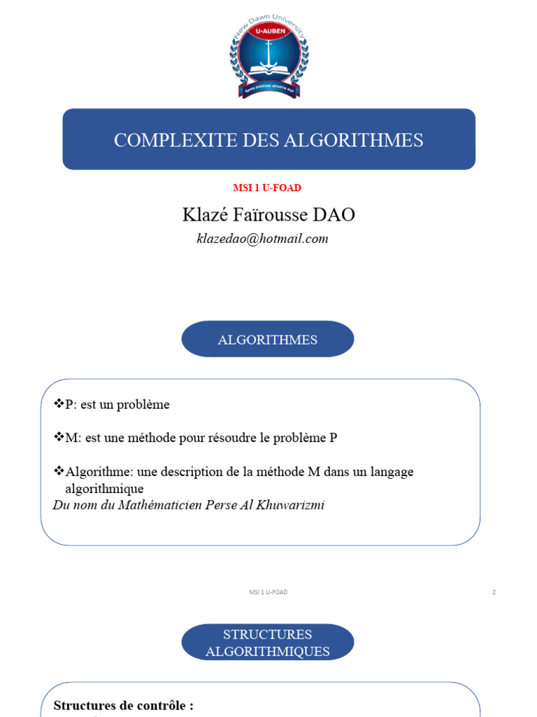 Cours Complexité U-FOAD | PDF | Structure de contrôle | Génie logiciel