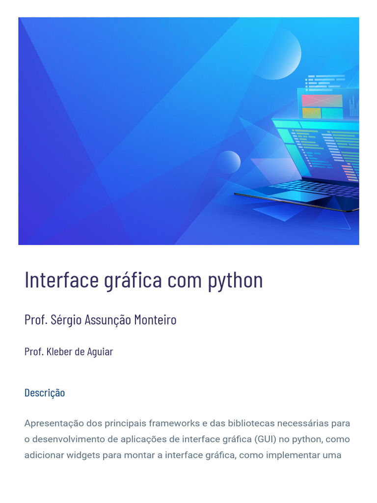 4 Interface Gráfica Com Python Pdf Python Linguagem De