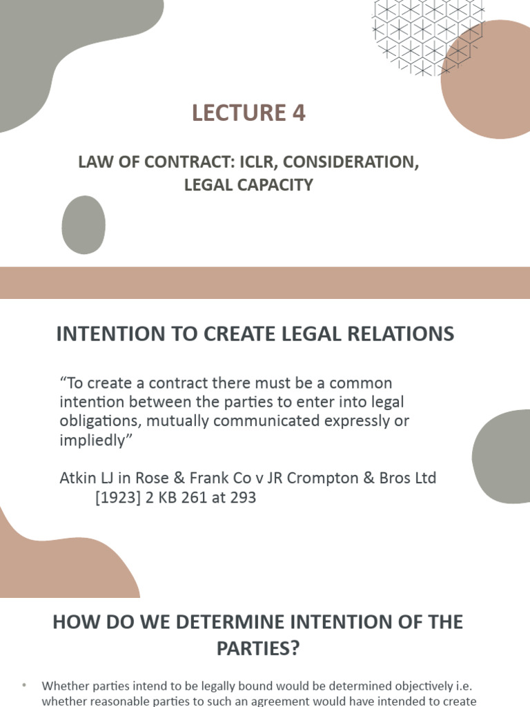 Lecture 4 Contract ICLR Consideration | PDF | Consideration | Common Law