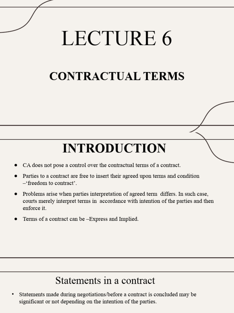 Lecture 6 Contractual Terms | Download Free PDF | Breach Of Contract | Common Law