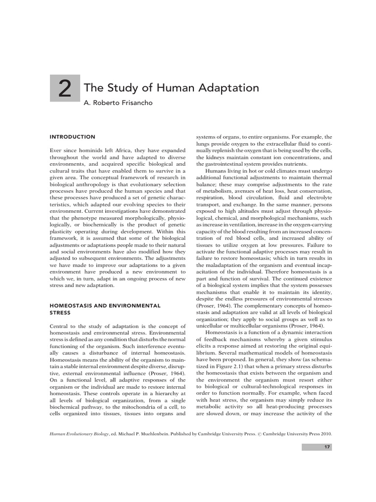 Frisancho AR. 2010. The Study of Human Adaptation | PDF | Natural ...
