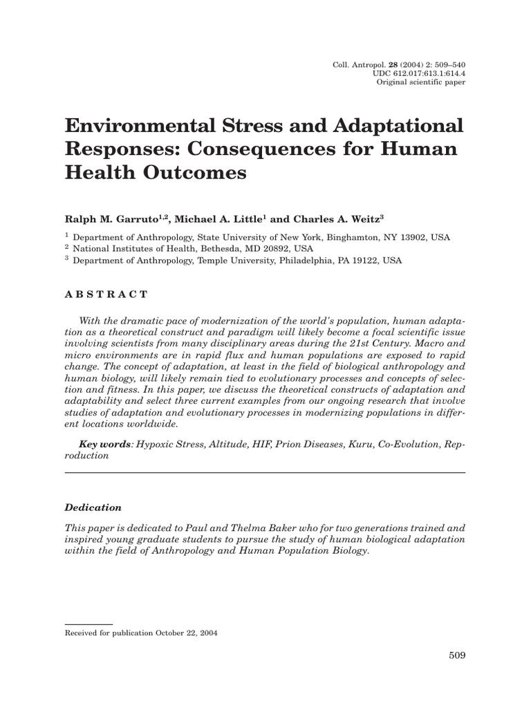Garruto RM, Little MA, Weitz CA. 2004. Environmental Stress and ...