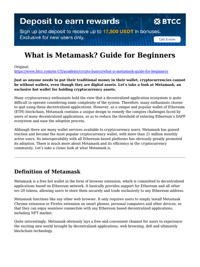 What Is Metamask Guide For Beginners | PDF | Cryptocurrency | Computing