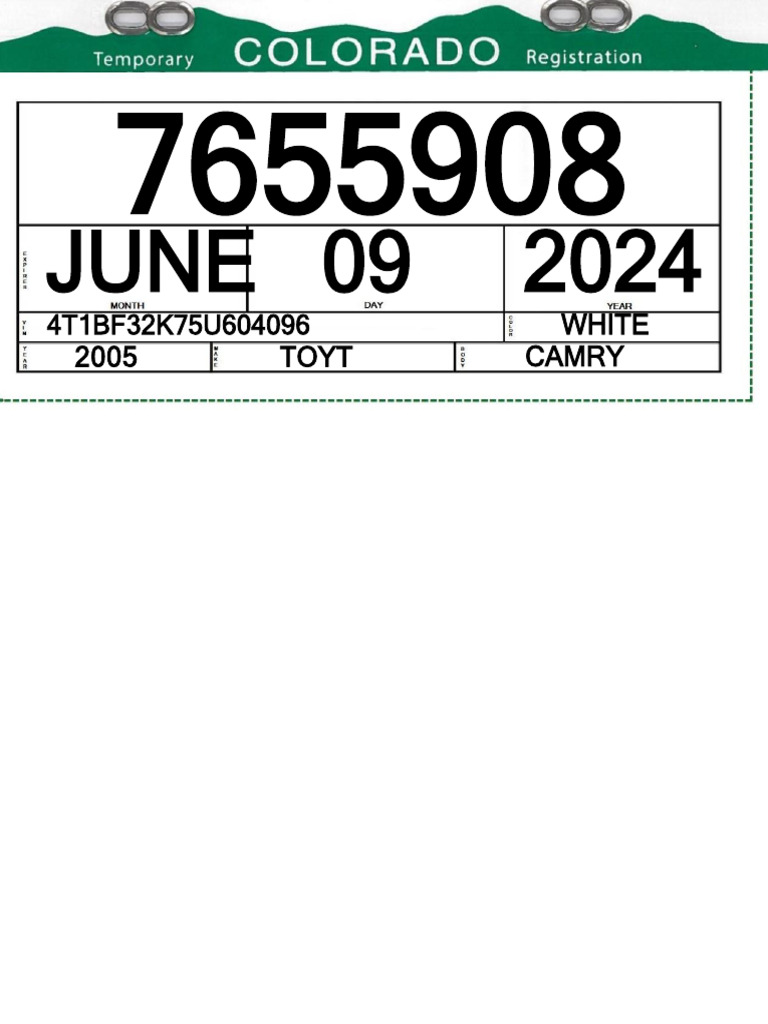 Colorado Dealer Temporary Tag Registration | PDF