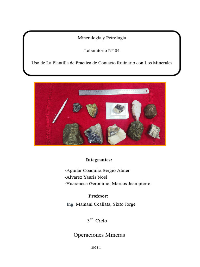 Guía de Laboratorio Mineralogía - LAB04 | PDF | Minerales | Cuarzo