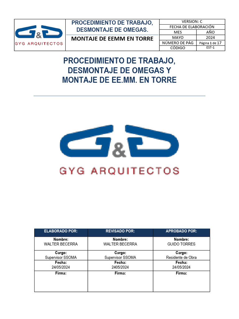 Procedimiento de Desmontaje de Omegas y Montaje de Eemm en Torre V 4.0 ...