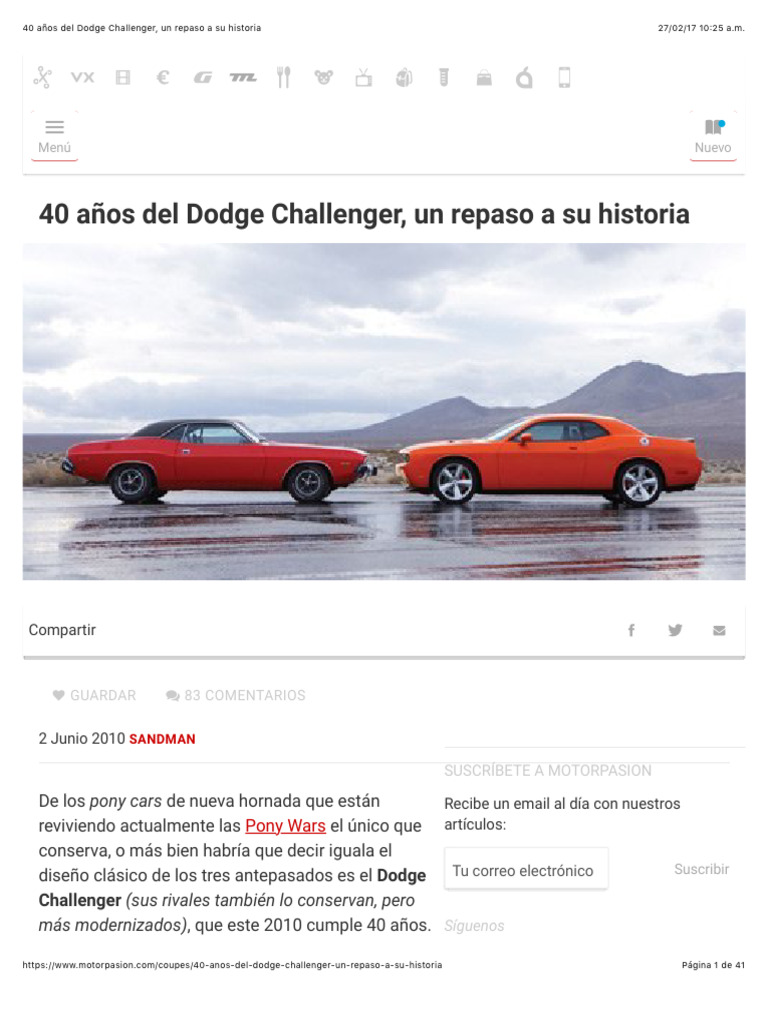 40 Años Del Dodge Challenger, Un Repaso A Su Historia | PDF | Vehículos ...