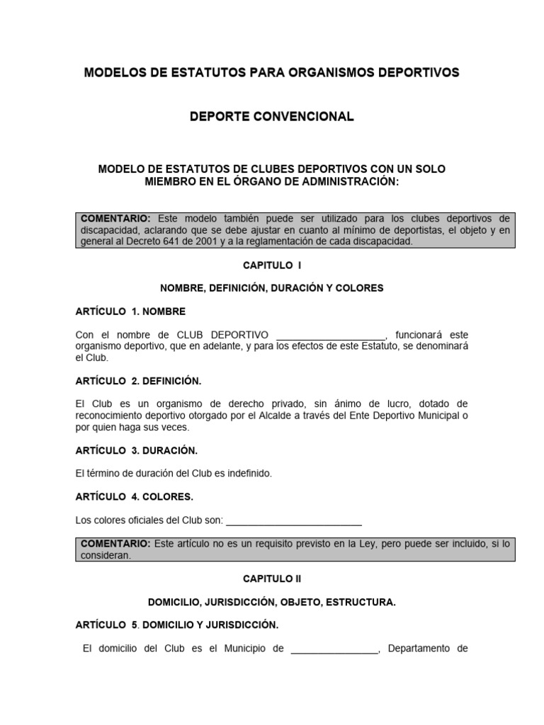 Modelos de Estatutos para Clubes Deportivos | PDF | Quórum | Presupuesto