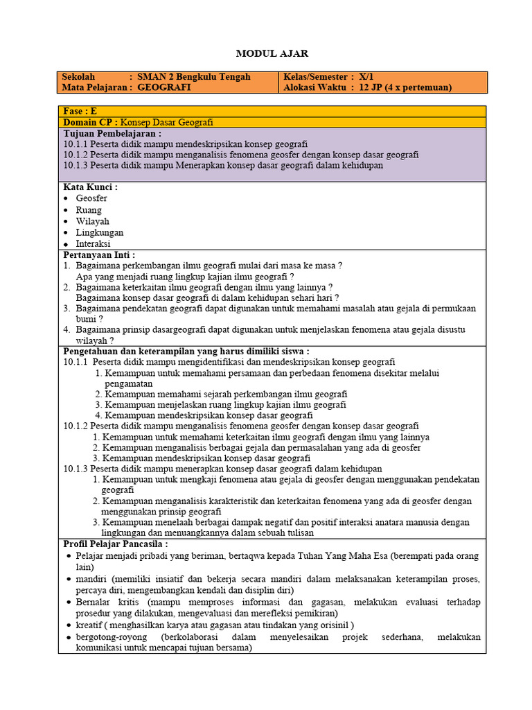 Modul Ajar 1 | PDF | Seni & Disiplin Bahasa | Sains & Matematika