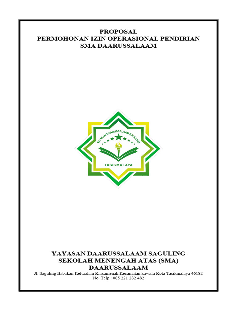 Proposal Pendirian Sma Daarussalaam | PDF