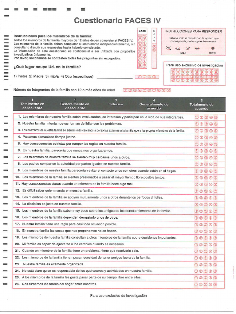 Protocolo FACES IV - 1 | PDF