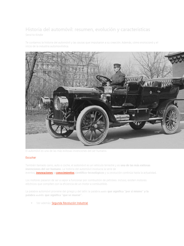Evolución del automóvil en la historia | PDF | Motores | Coche