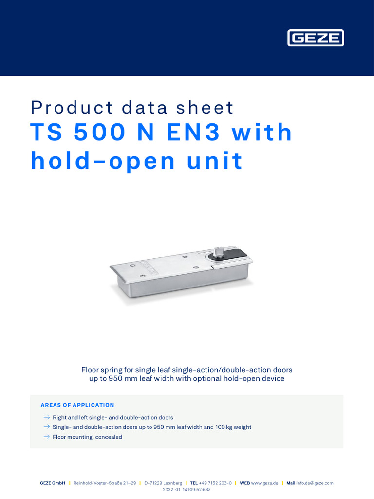 GEZE Product-Data-Sheet EN 1200011854 | PDF | Door | Components