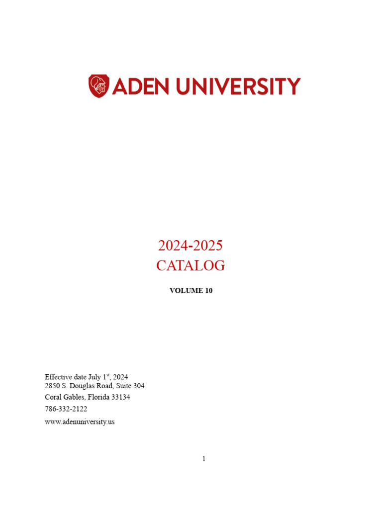 ADEN University Catalog | PDF | Course Credit