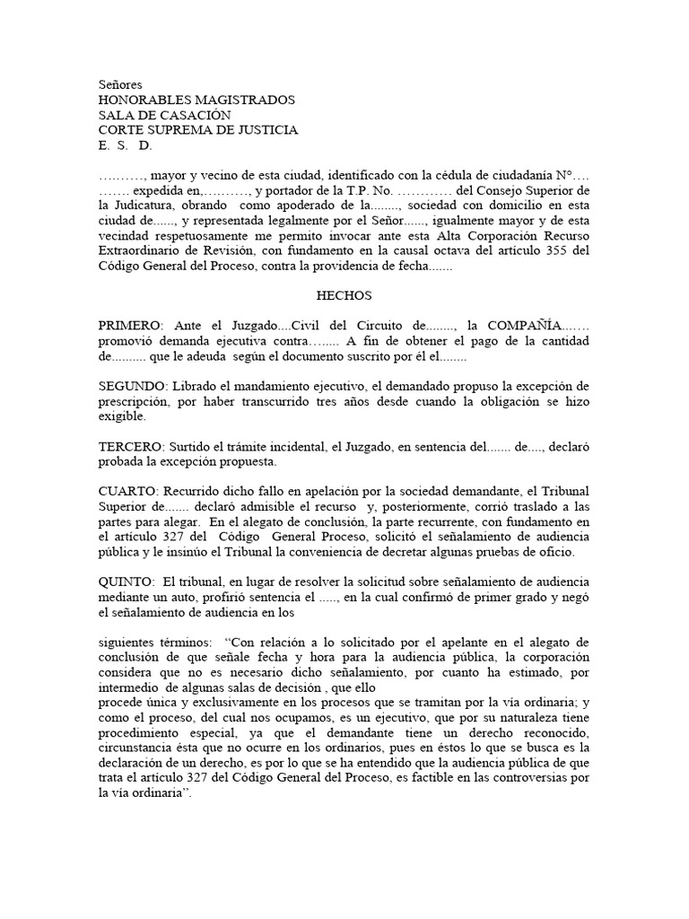 Modelo de Recurso Extraordinario de Revision | PDF | Judicaturas ... Modelo de Recurso Extraordinario de Revision | PDF | Judicaturas ...