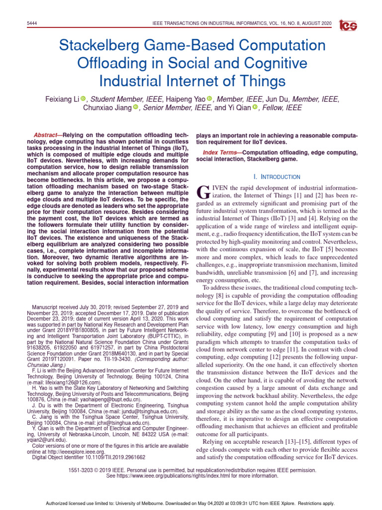 Stackelberg Game Based Computation Offloading In Social And Cognitive Industrial Internet Of