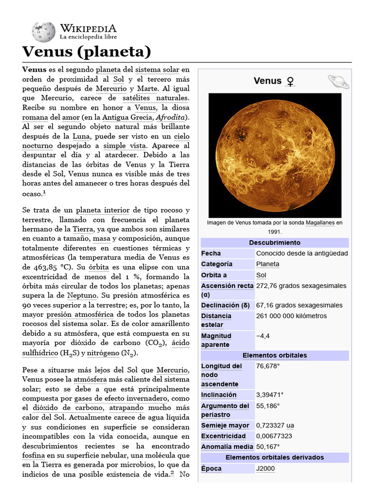 Venus (planeta) | PDF | Venus | Atmósfera