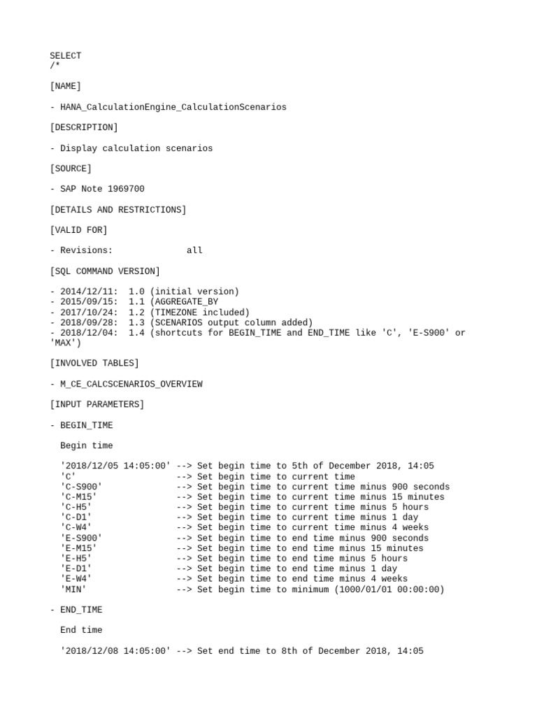 HANA CalculationEngine CalculationScenarios | PDF | Computer Data | Computing