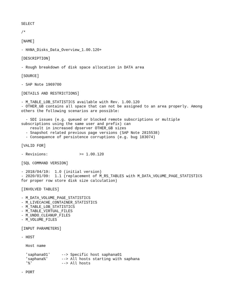 HANA Disk Space Allocation Overview | PDF | Computer Science | Information Technology Management