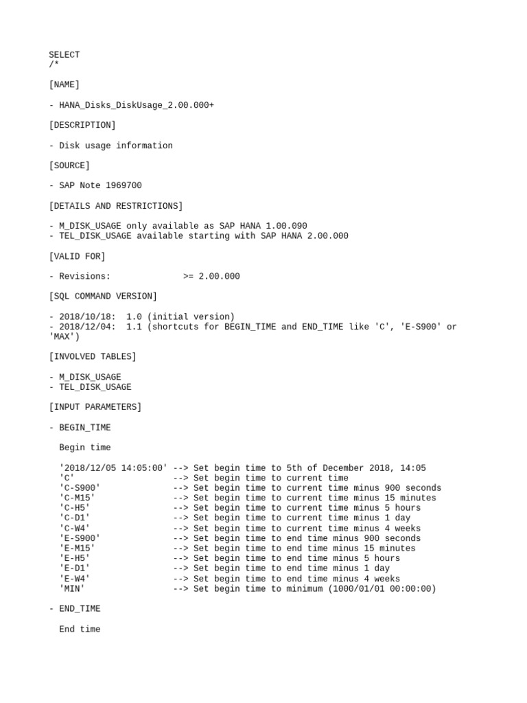 HANA Disks DiskUsage 2.00.000+ | PDF | Information Technology | Information Technology Management