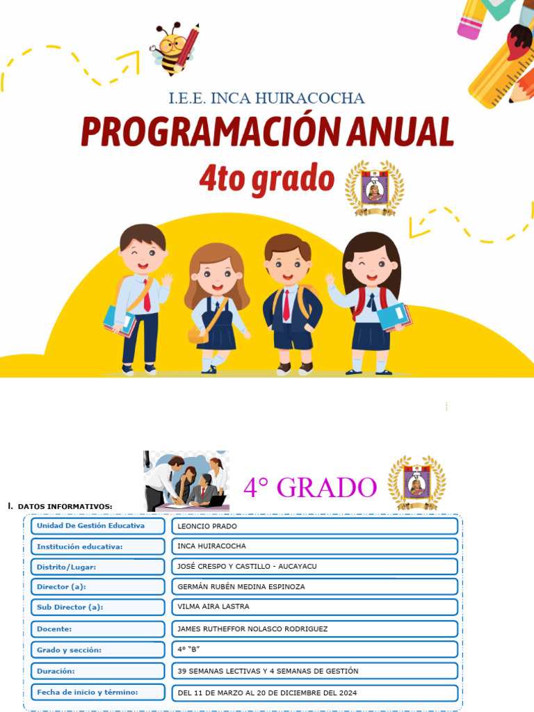 2 PROGRAMACIÓN CURRICULAR - 4° GRADO 2024 | Descargar gratis PDF | Las emociones | Moralidad