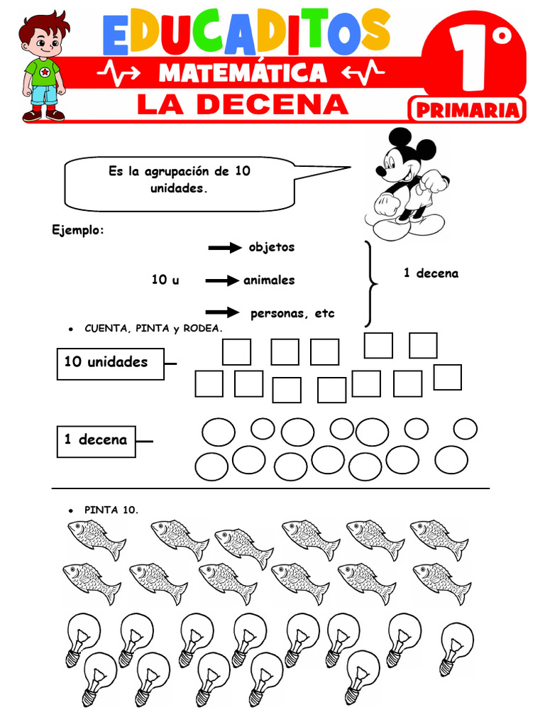 La Decena Para Primer Grado de Primaria | PDF