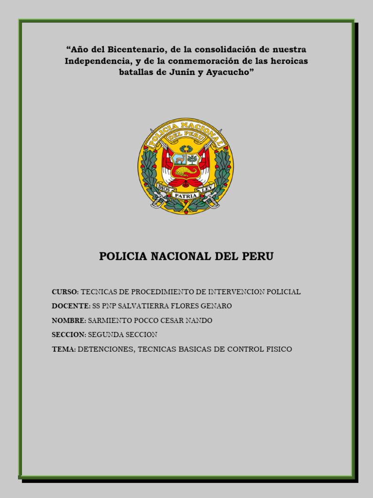 Detenciones, Tecnicas Basicas de Control Fisico | PDF | Policía ...