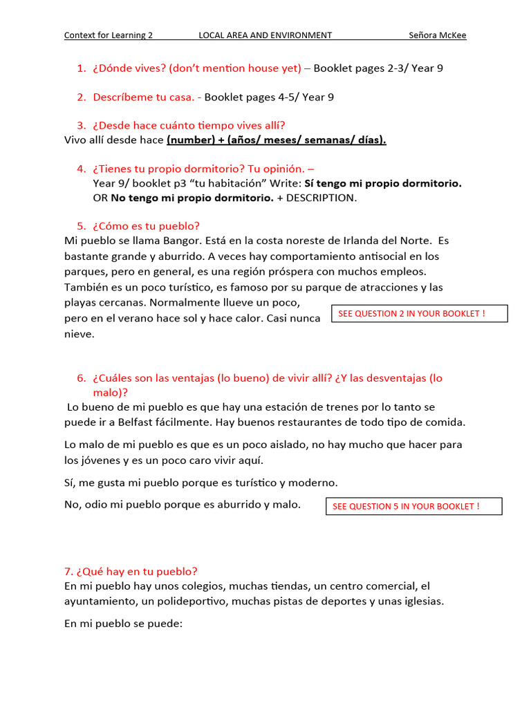 Spanish Questions | PDF | Viajes y turismo