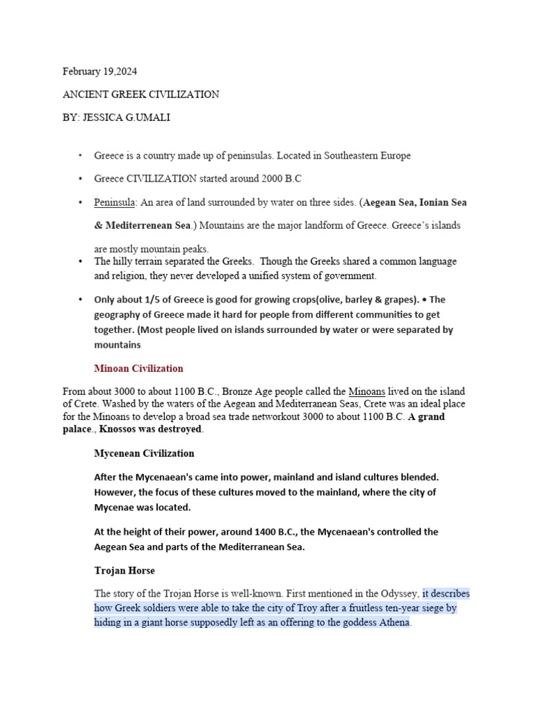 Overview of Ancient Greek Civilization | PDF | Greco Persian Wars | Hades