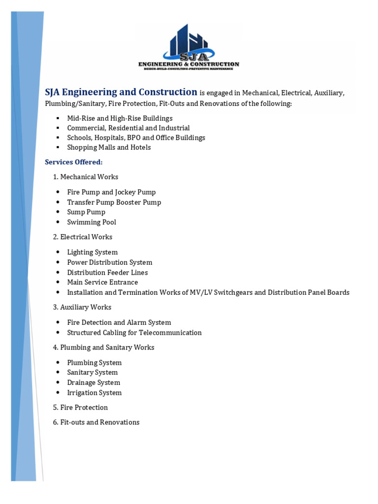 SJA Engineering & Construction Services | PDF | Employment | Metro Manila