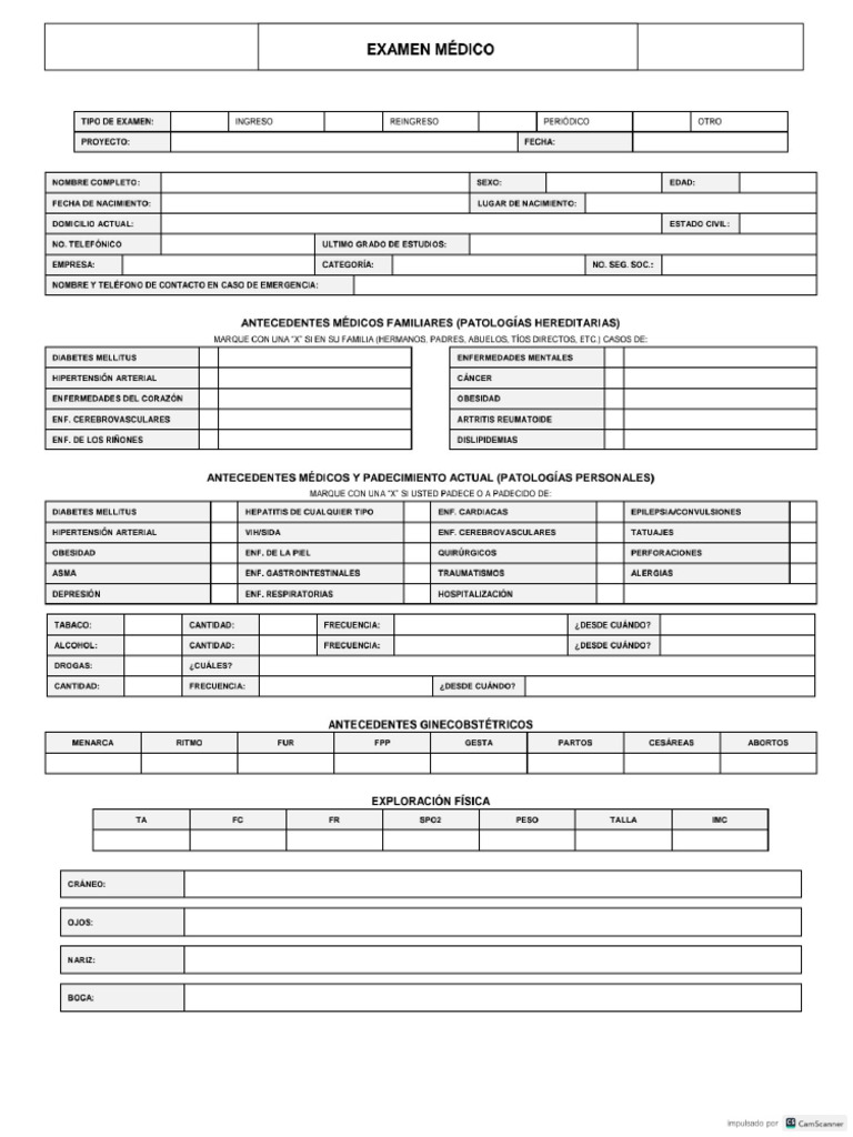 DSO5 - Formato examen médico | PDF