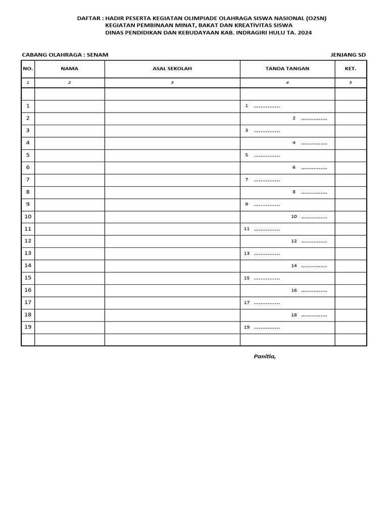 Absen Peserta O2sn 2024 | PDF | Seni