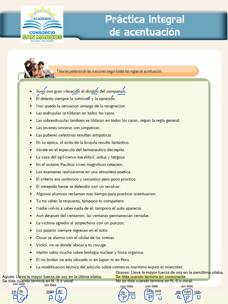 Practica Integral de Acentuacion - Pre3 | PDF | Fonología | Lingüística