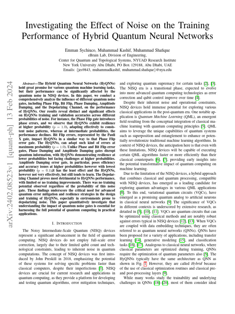 Noise Impact on Hybrid Quantum Neural Networks | PDF | Quantum ...