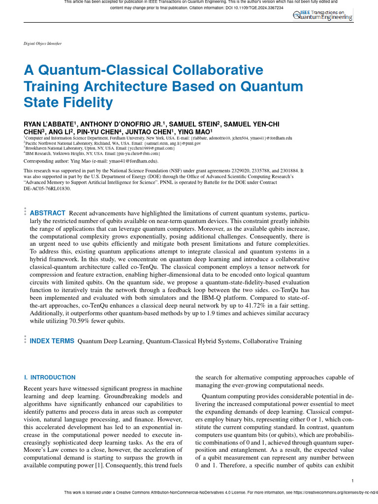 A Quantum-Classical Collaborative Training Architecture Based on ... A Quantum-Classical Collaborative Training Architecture Based on ...