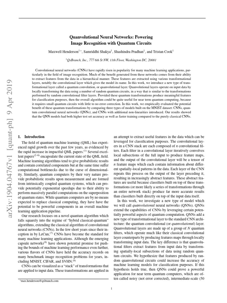Quanvolutional Neural Networks Powering Image Recognition With Quantum ... Quanvolutional Neural Networks Powering Image Recognition With Quantum ...