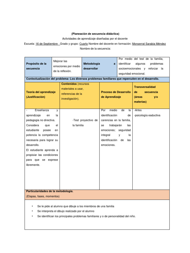 Planeacion Familia | Descargar gratis PDF | Aprendizaje | Las emociones