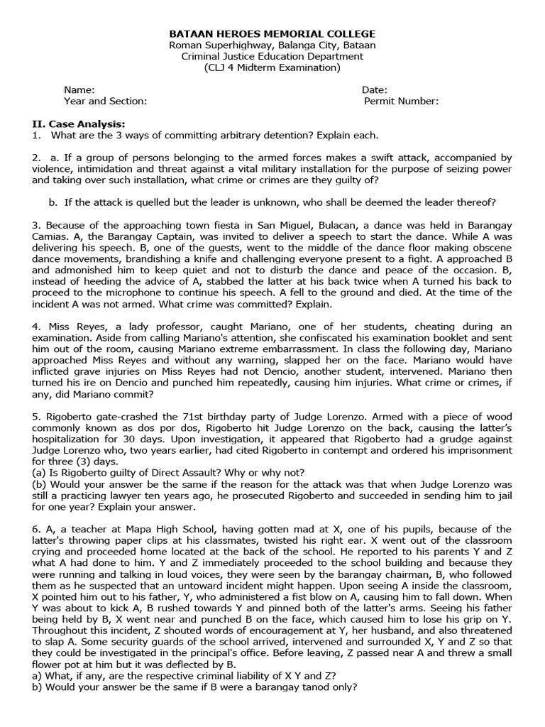 CLJ 4 Midterm Examination-Bravo | PDF | Prison | Detention (Imprisonment)