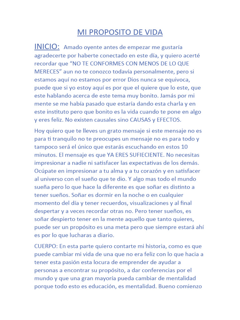 Mi Proposito de Vida | PDF | Salud y bienestar