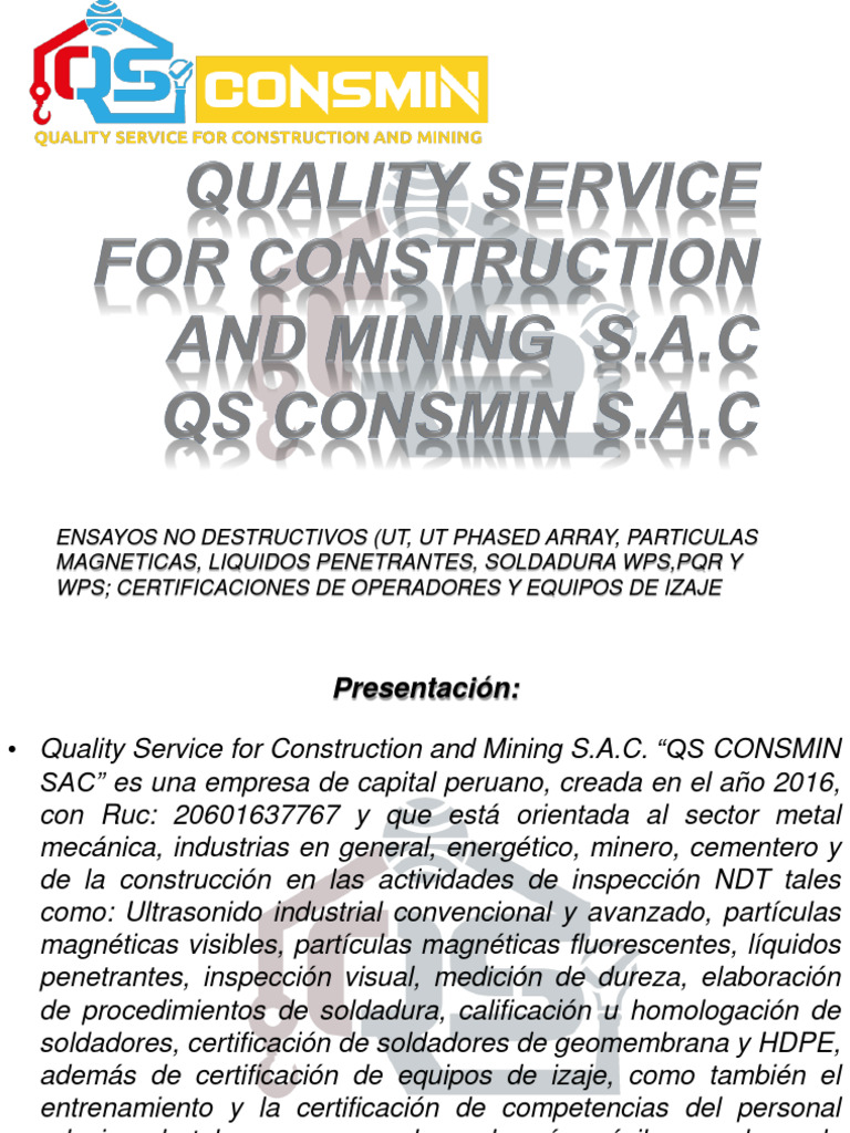 QS Consmin Sac Presentacion.. | PDF | Soldadura | Construcción