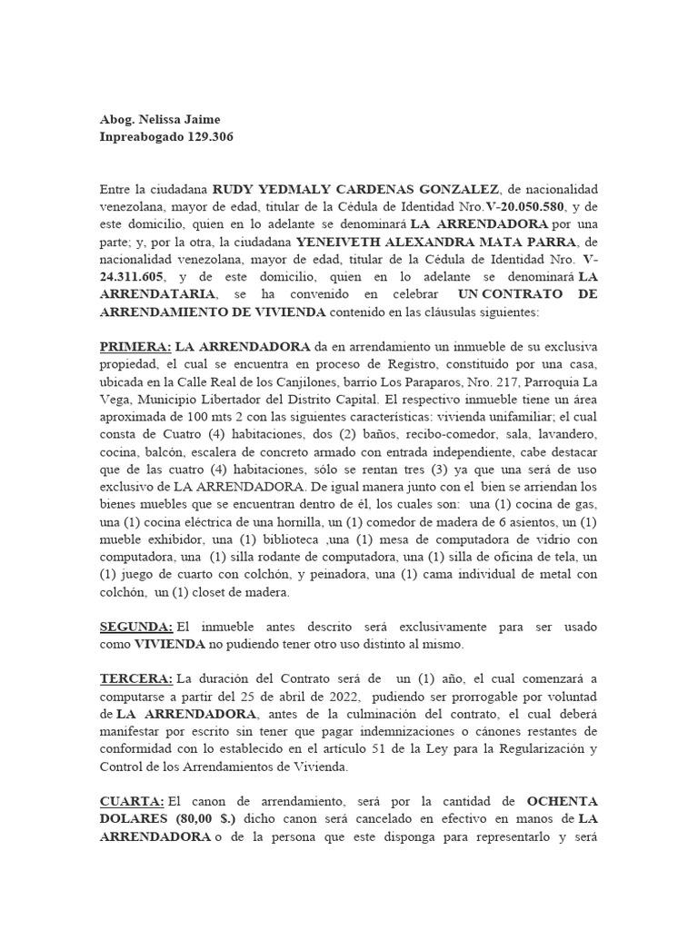 Arrendamiento Rudy 1 | PDF | Propiedad