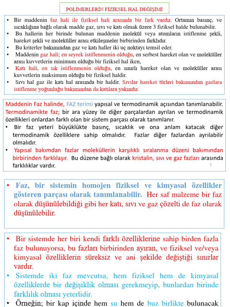 Polimerlerin Fiziksel Hal Değişimleri 2024 - 1 | PDF