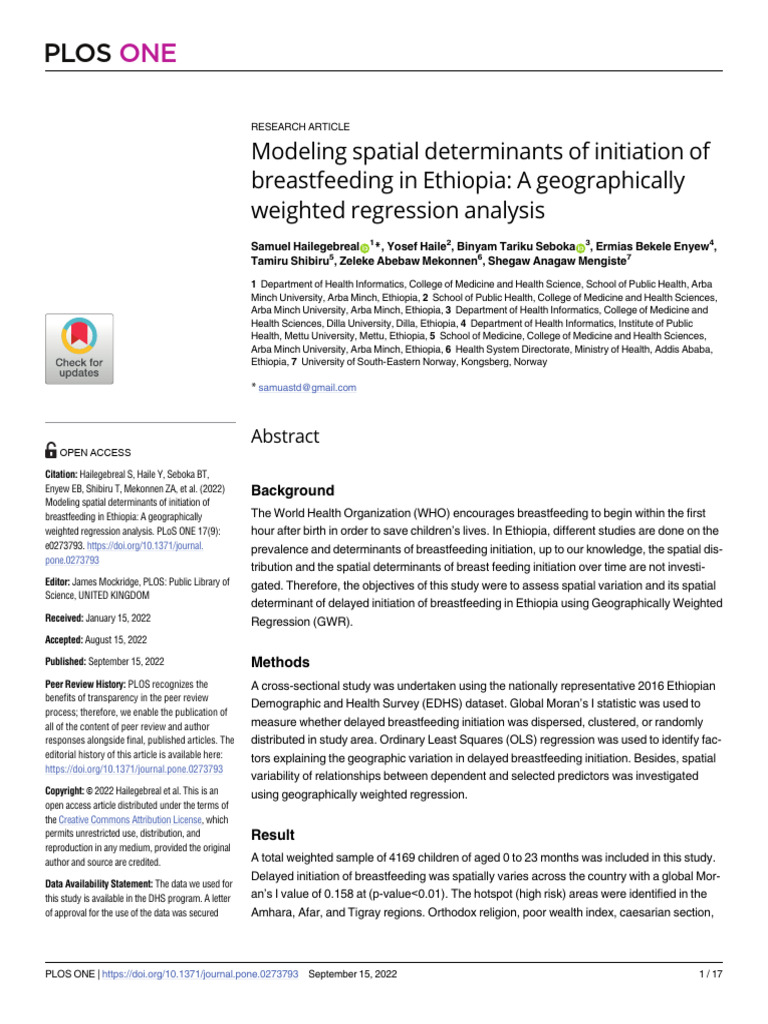 Modeling Spatial Determinants Pdf Degrees Of Freedom Statistics Regression Analysis