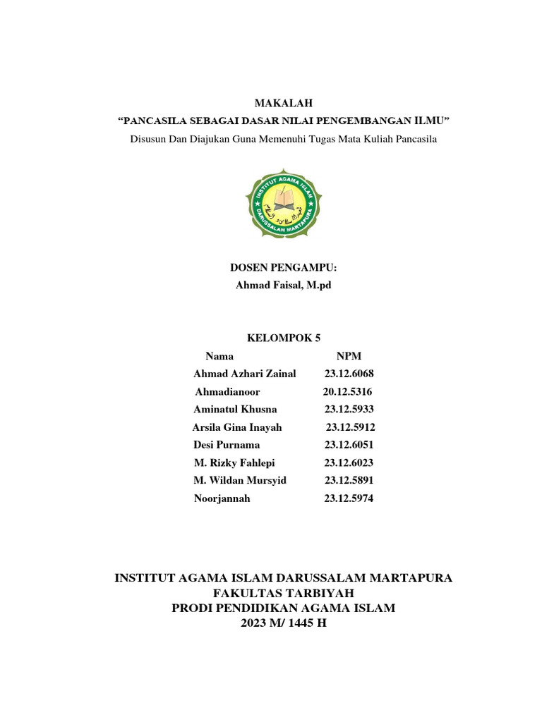 Makalah Pancasila Kel 5 Fixxx | PDF | Sains & Matematika | Agama & Spiritualitas