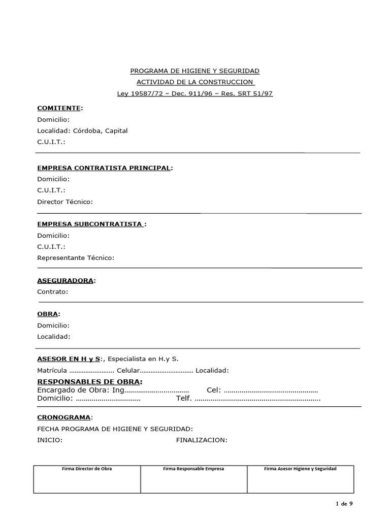 Modelo Programa de HyS | PDF